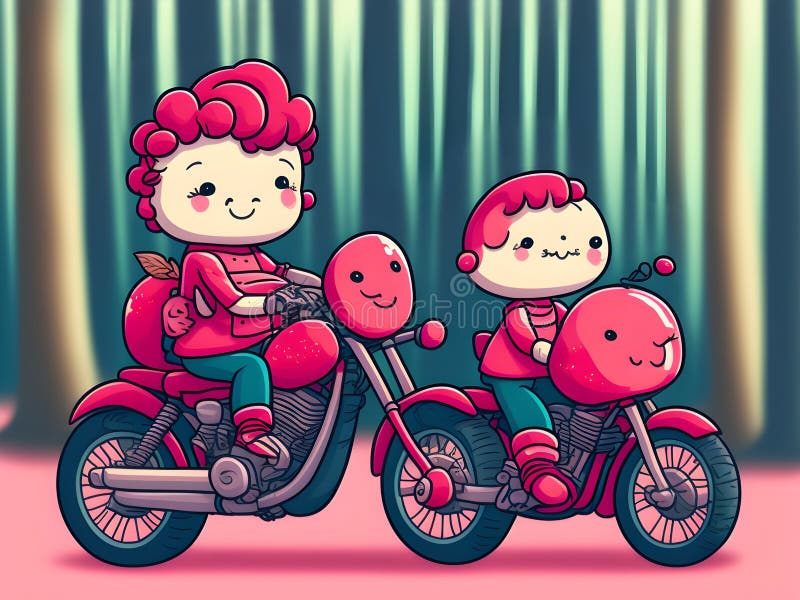 Cute Raspberry on Motorcycle, Generative AI Illustration Stock Photo ...