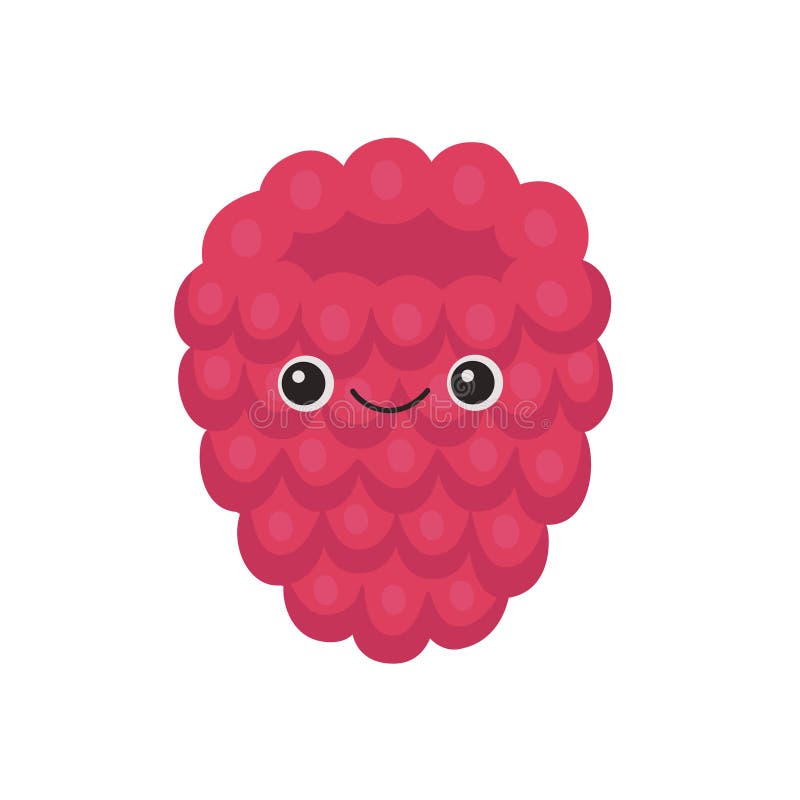 Cute Raspberry with Smiling Face Stock Illustration - Illustration of ...
