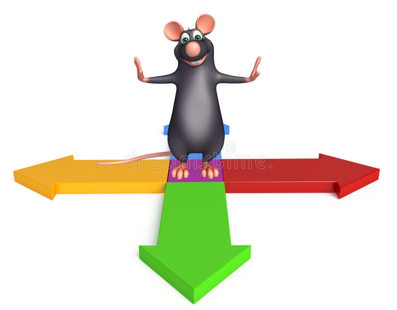 Cute Rat Cartoon Character with Arrow Stock Illustration - Illustration ...