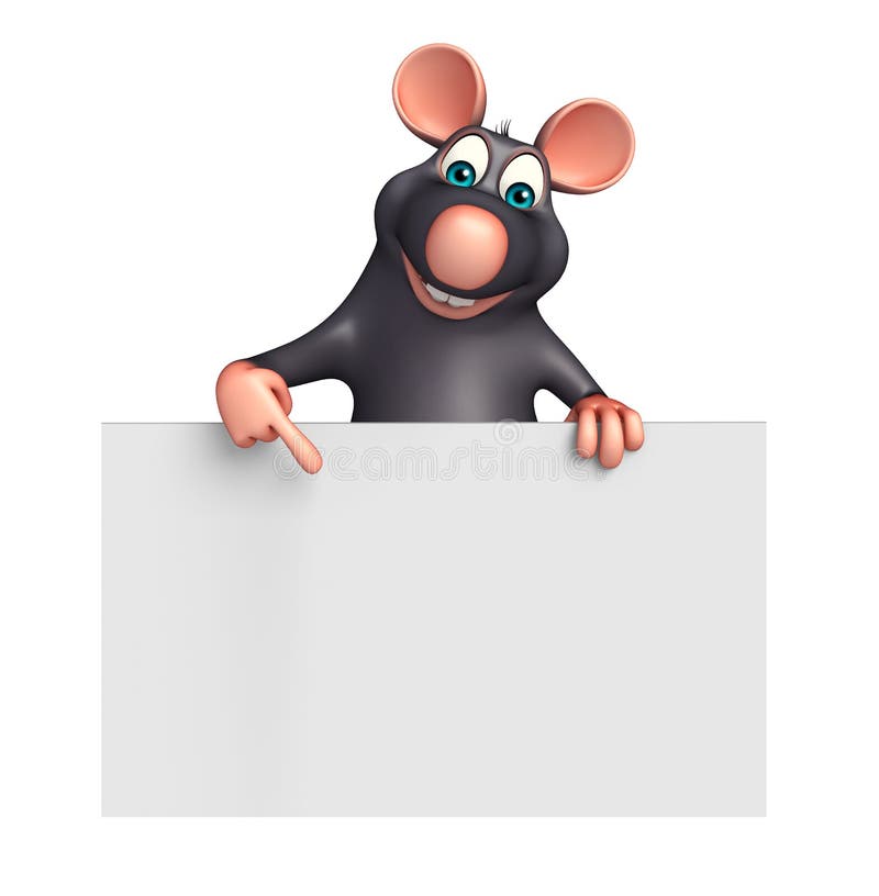Cute Rat Cartoon Character with Board Stock Illustration - Illustration ...