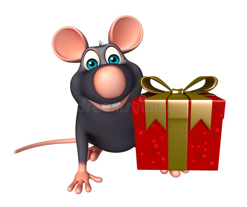 Cute Rat Cartoon Character with Giftbox Stock Illustration ...