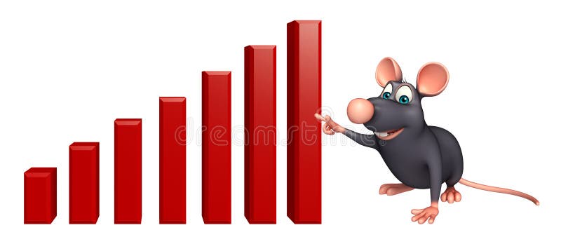 Cute Rat Cartoon Character with Graph Stock Illustration - Illustration ...