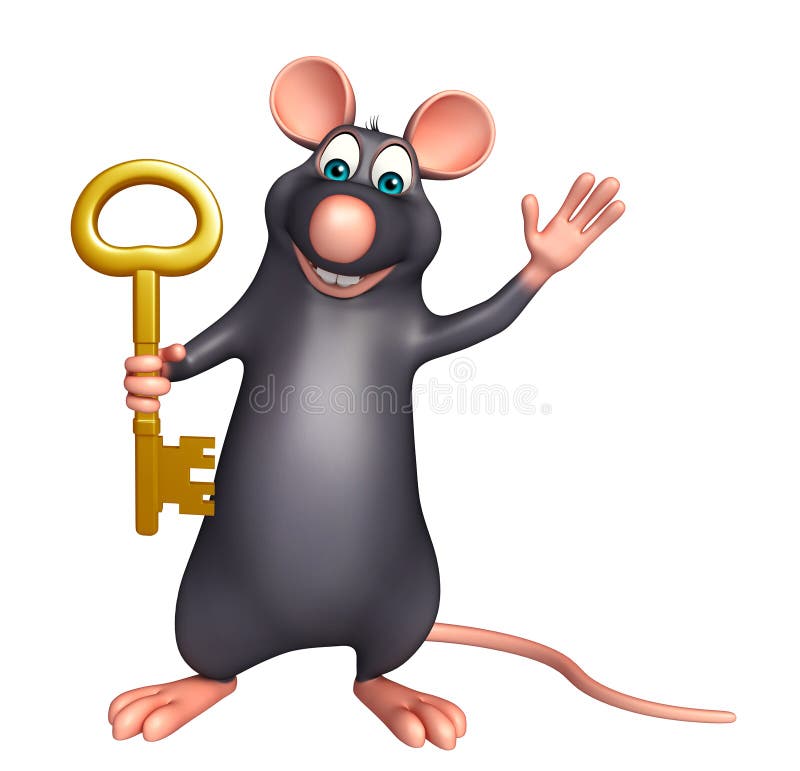 Cute Rat Cartoon Character with Key Stock Illustration - Illustration ...
