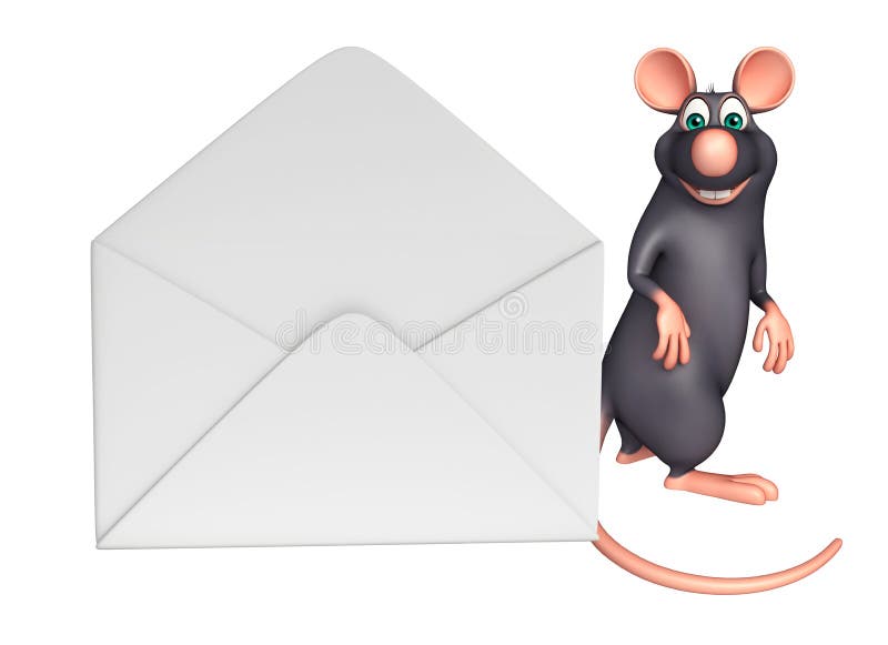 Cute Rat Cartoon Character with Mail Stock Illustration - Illustration ...