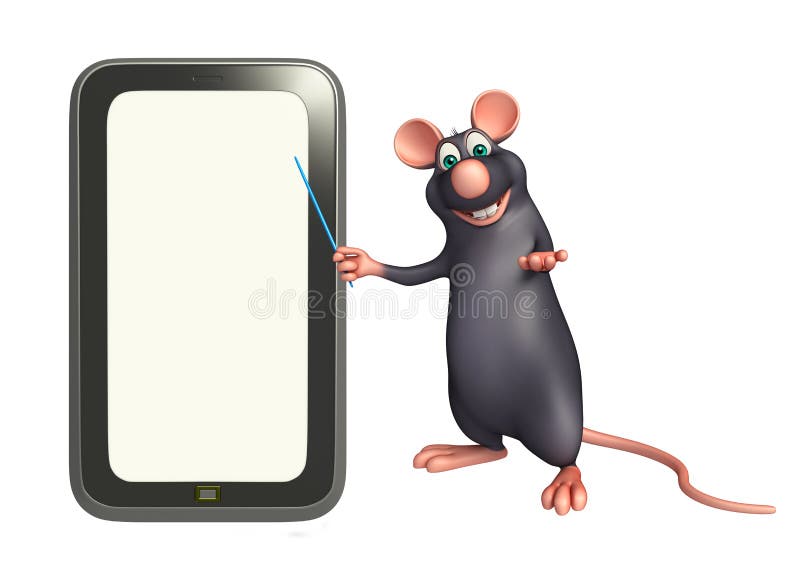 Cute Rat Cartoon Character with Mobile Stock Illustration ...