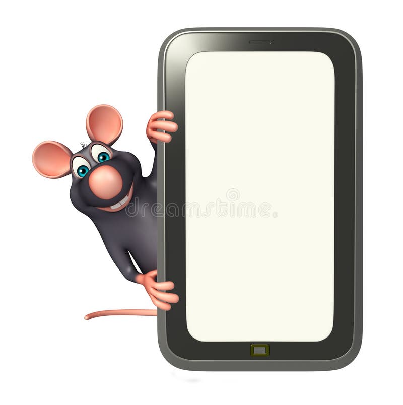 Cute Rat Cartoon Character with Mobile Stock Illustration ...