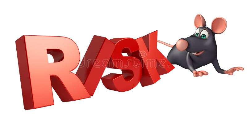 Cute Rat Cartoon Character with Risk Sign Stock Illustration ...