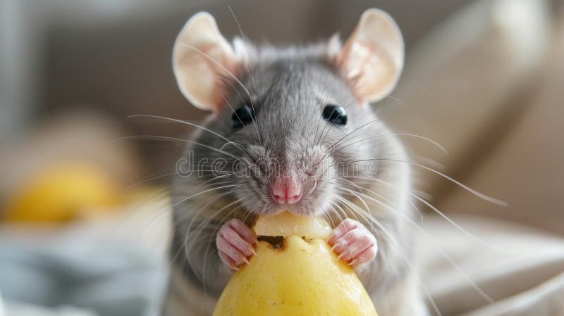 A cute rat eating stock image. Image of food, brown - 362115655