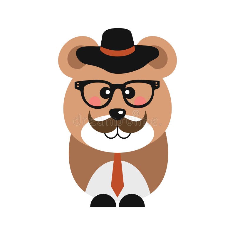 Cute Rat with Hat and Glasses. Vector Illustration Decorative Design ...