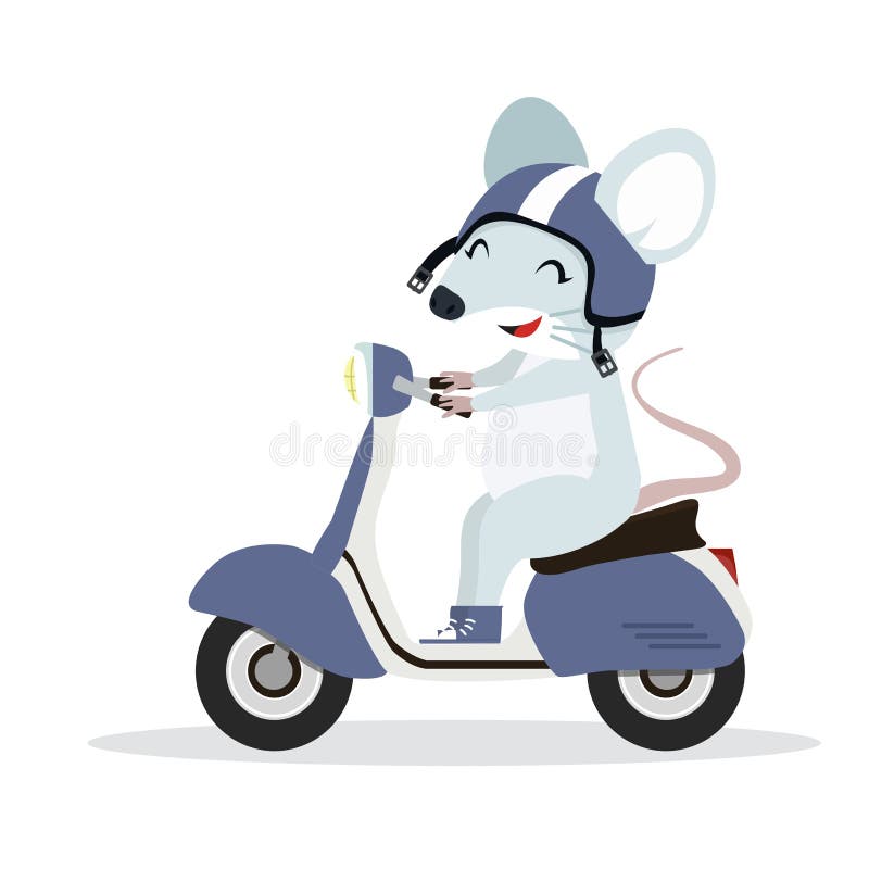 Mouse and Motorbike, Crazy Vector Illustration Stock Vector ...