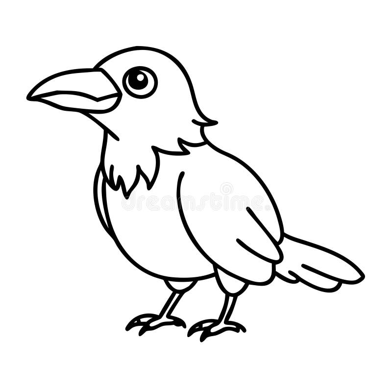 Cute Raven Vector Illustration for Coloring Books and Crafts Projects ...