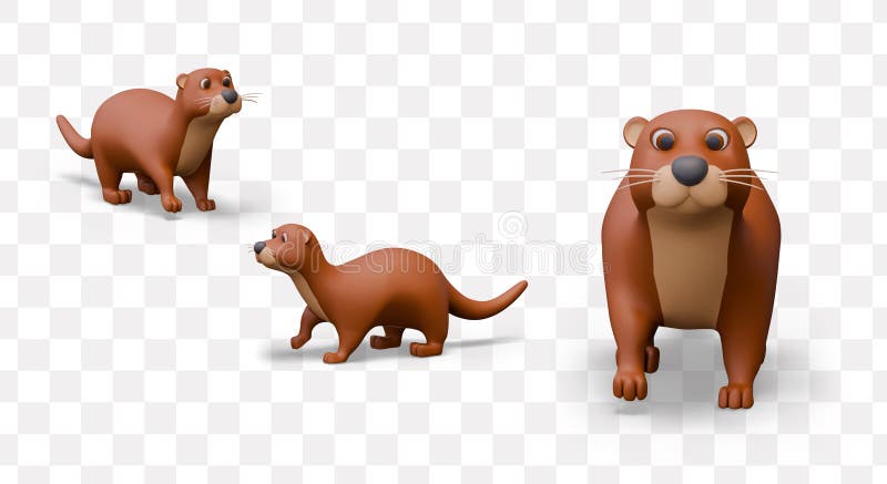 Cute Realistic Otter, Front View and Different Sides. Positive Vector ...