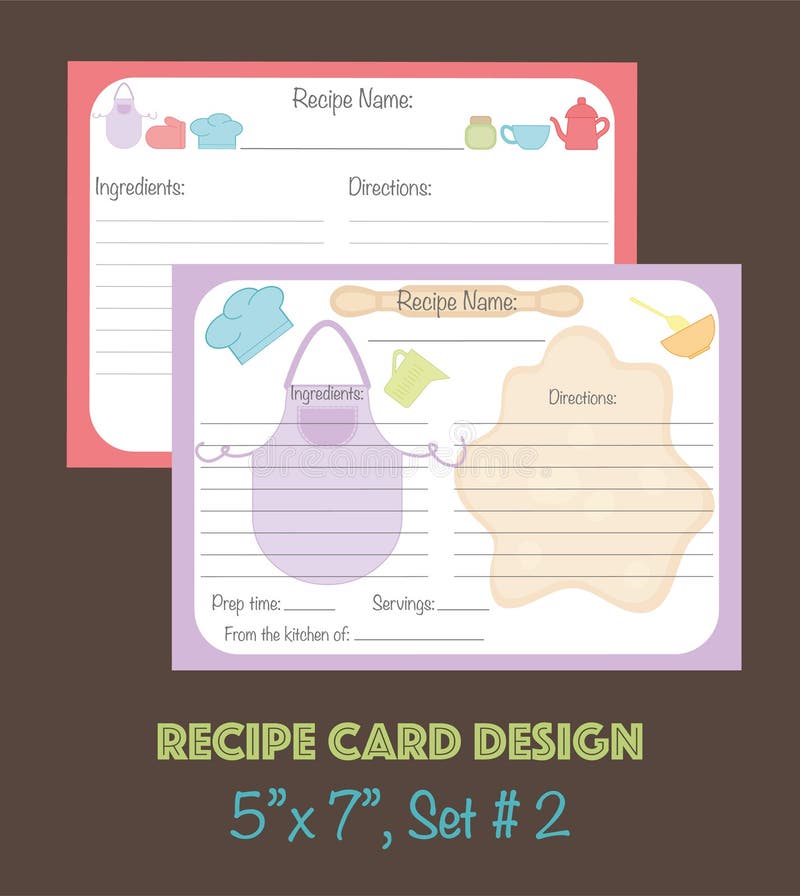 Collection Of Card Templates For Making Notes About Preparation Of Food ...