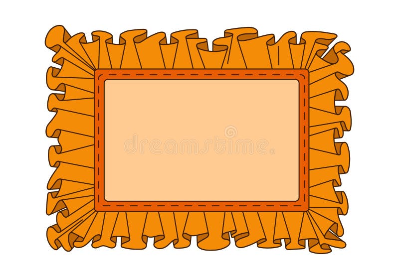 Cute Rectangle Frame Template with Textile Ruffles and Ribbon. Stock ...