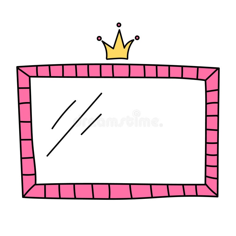 Cute Rectangular Minimalistic Vector Frame with Crown Isolated on White ...
