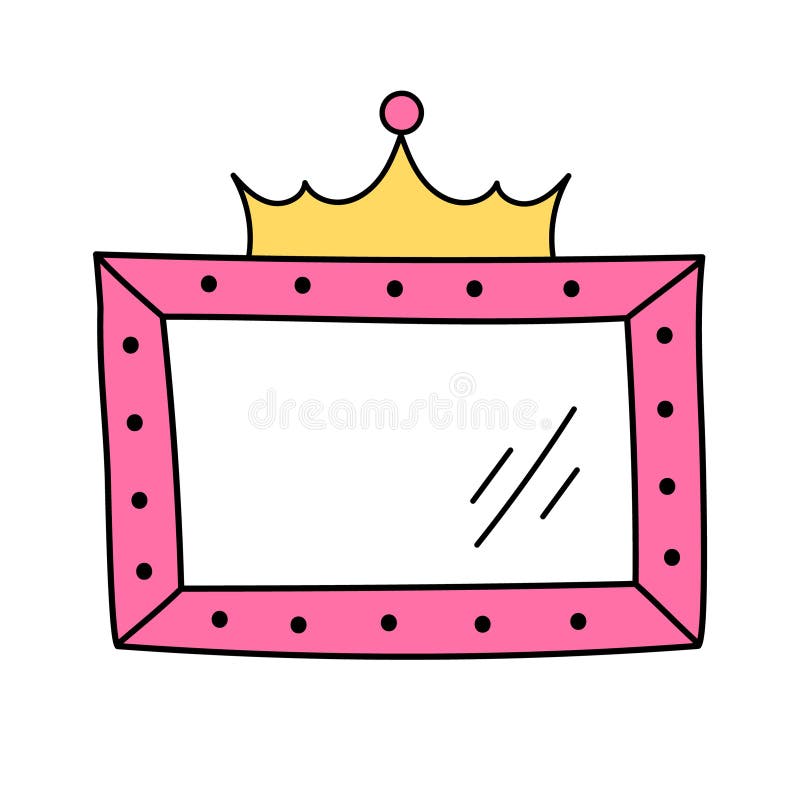 Cute Rectangular Minimalistic Vector Frame with Crown Isolated on White ...
