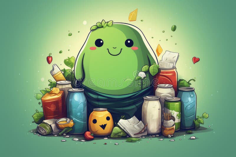 Cute Recycle Character. Global Sustainability Concept Stock ...
