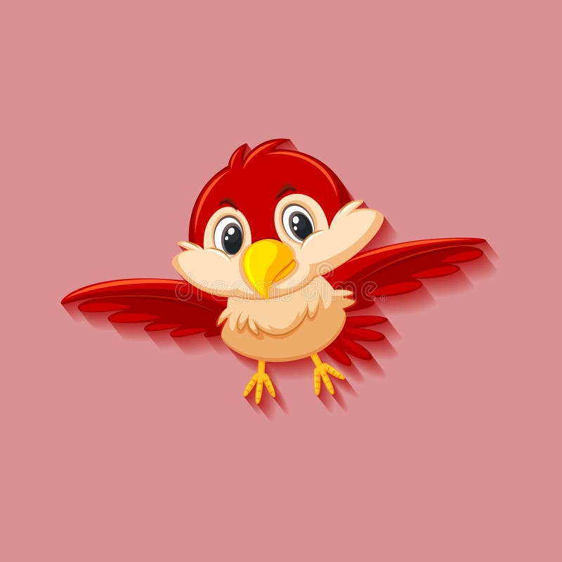 Cute Red Bird Cartoon Character Stock Vector - Illustration of colour ...