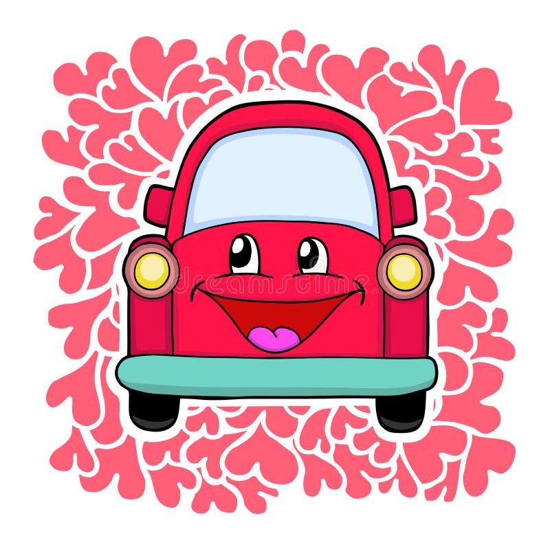 Cute red car stock illustration. Illustration of happiness - 62839081