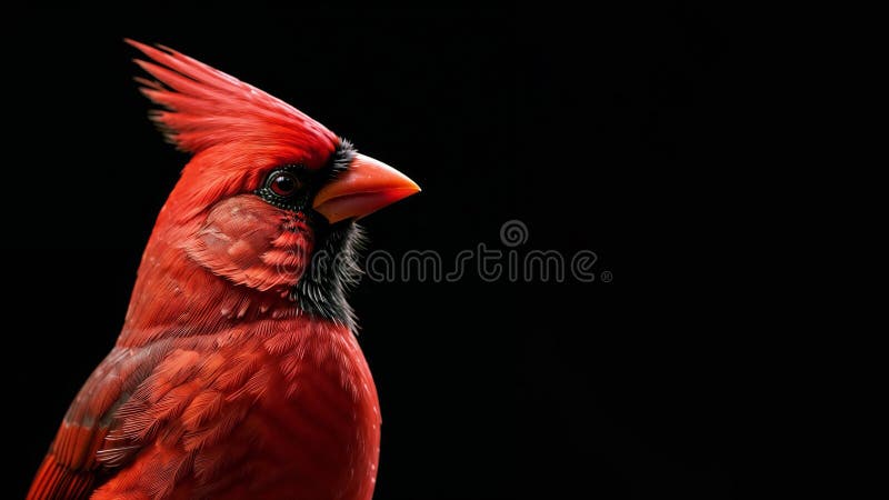 Cute Red Cardinal Against a Dramatic Black Backdrop, Copy Space - Ai ...