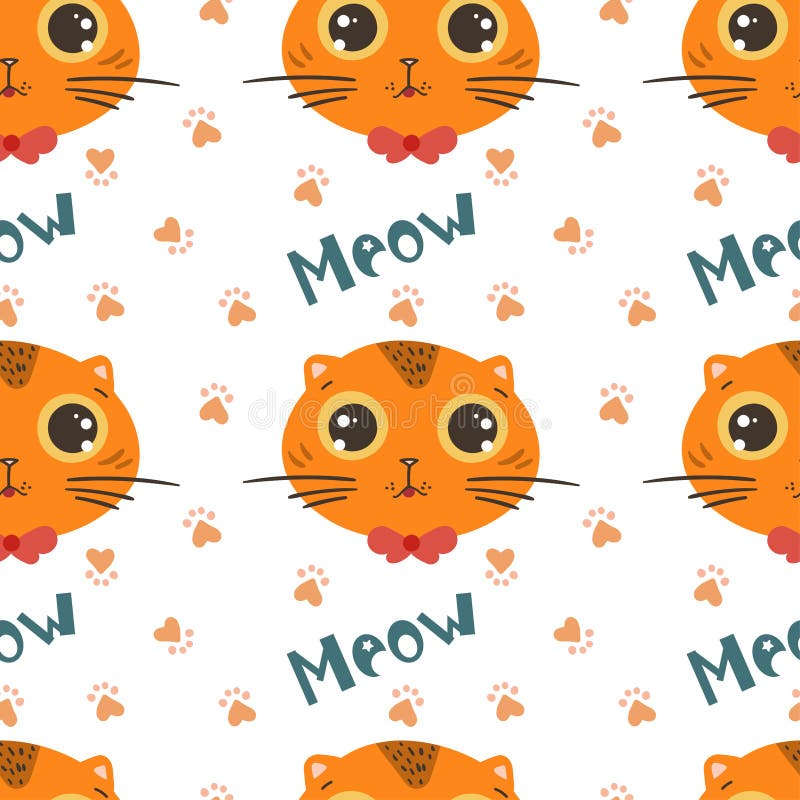 Cat meow seamless pattern stock vector. Illustration of love - 121340010