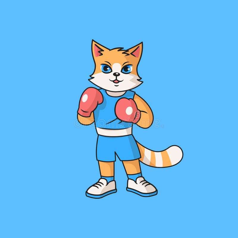 Red Cat Practicing Boxing. Cartoon Vector Character for Children Stock ...
