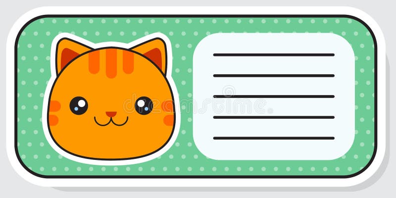 Cute Red Cat. Vector Sticker. Notepad Sticker Stock Vector ...