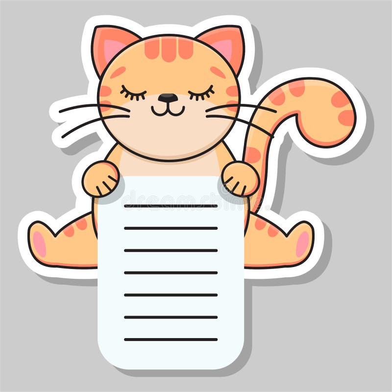Cute Red Cat. Vector Sticker. Notepad Sticker Stock Vector ...