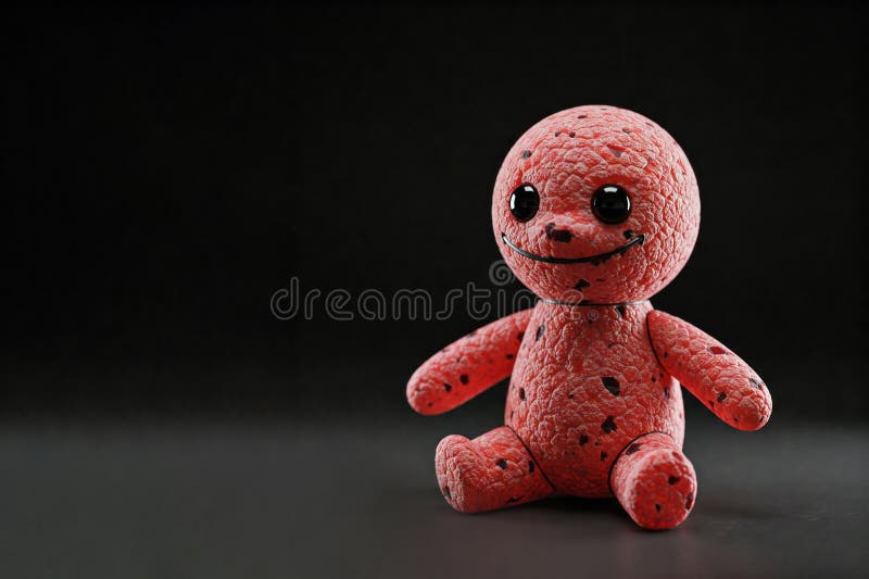 A Cute Red Character with Texture and a Wide Smile. Space for Text ...