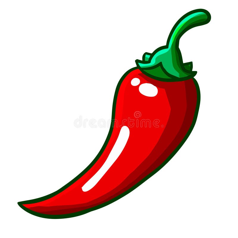 Cute Red Chili in Cartoon Style Stock Vector - Illustration of comical ...