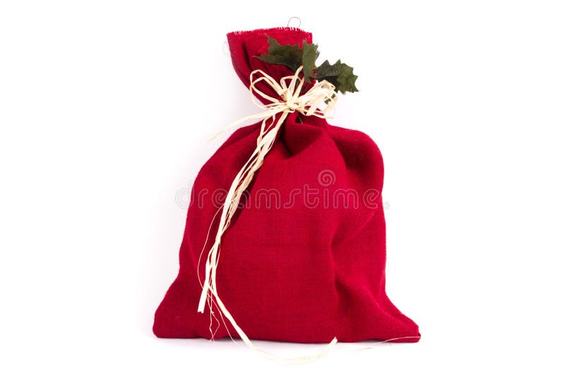Cute Red Sack Present with Ribbon Stock Image - Image of sack ...