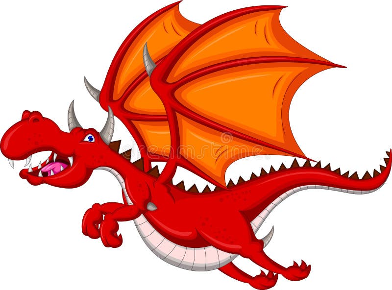 Cute Red Dragon Cartoon Flying Stock Illustration - Illustration of ...