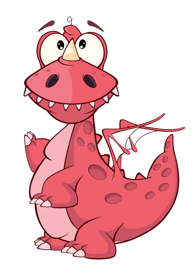 Cute Red Dragon Illustration. Cartoon Stock Vector - Illustration of ...