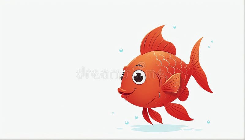 Cute Red Fish on Plain White Ai Generated Stock Illustration ...
