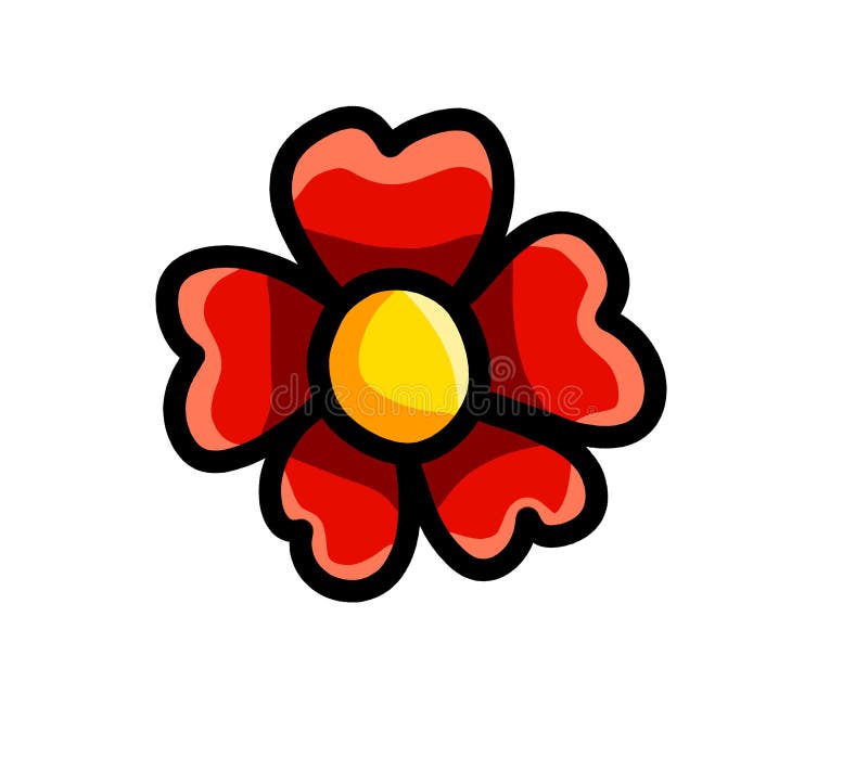 A Cartoon Red Flower stock illustration. Illustration of beautiful ...