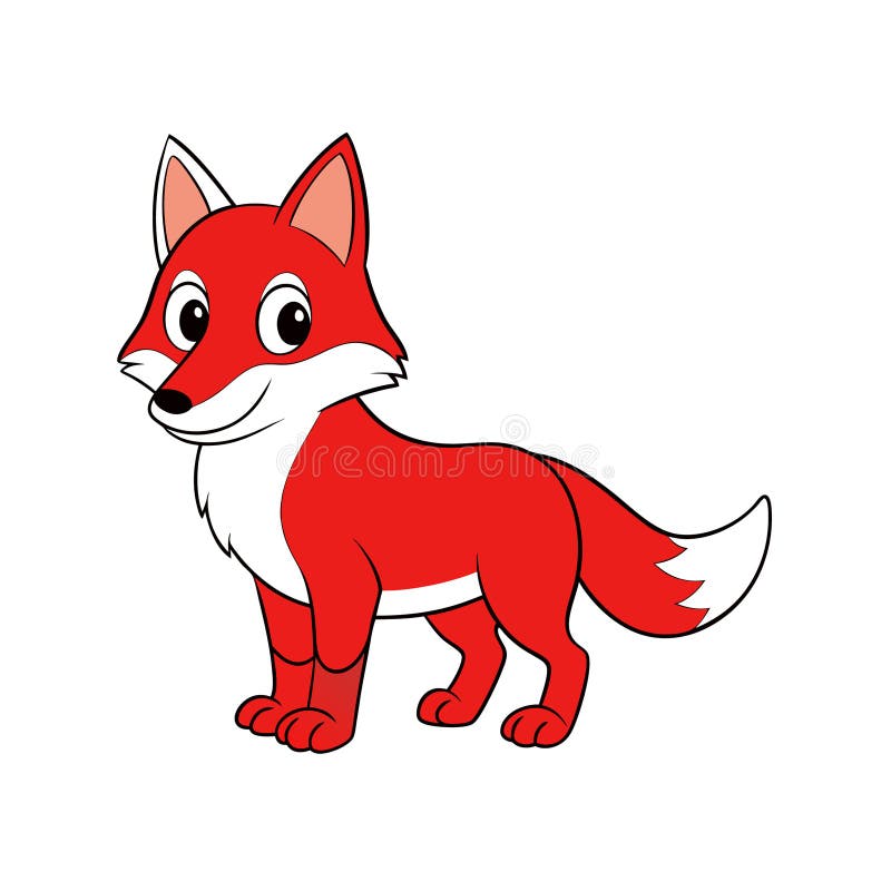 Cute Red Fox Cartoon Character with Friendly Expression Stock Image ...