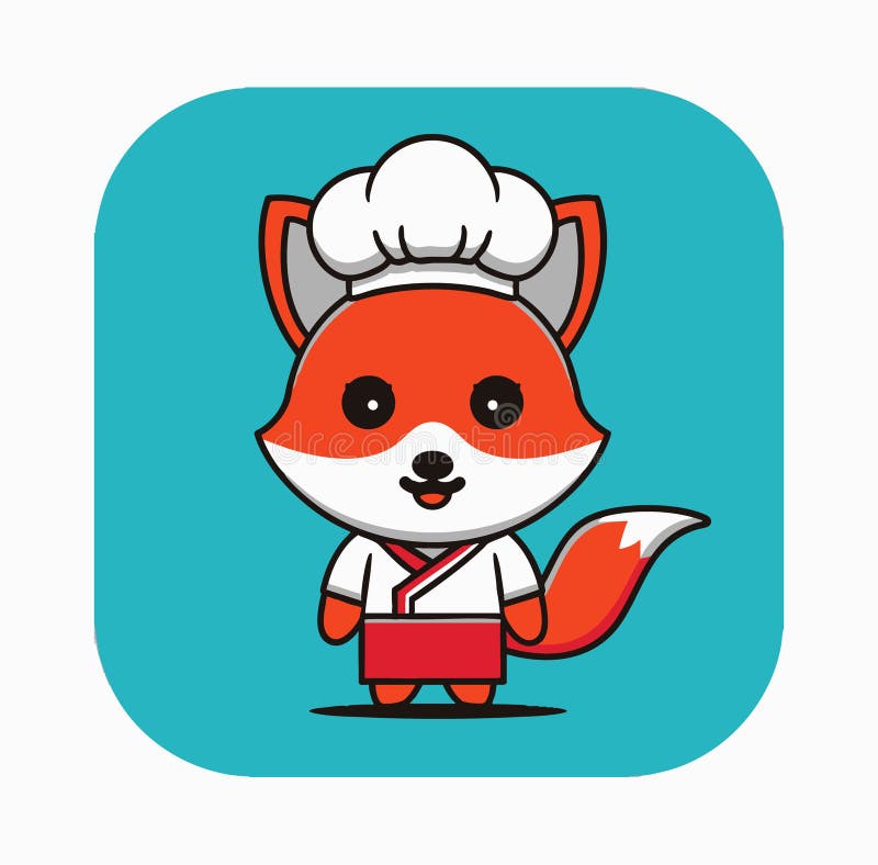 Cute Red Fox in a Chef Costume Stock Vector - Illustration of character ...