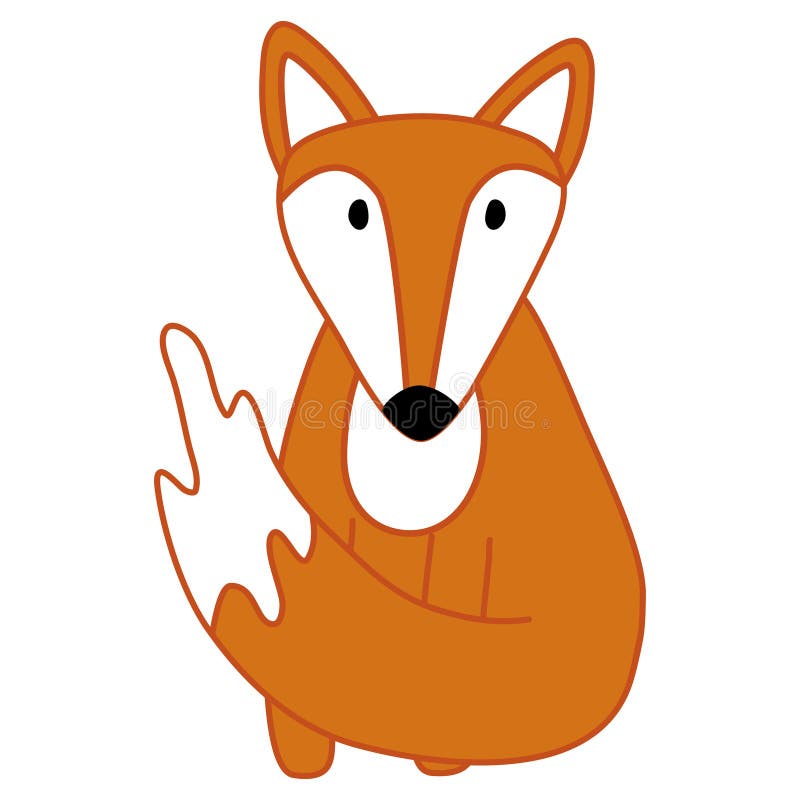 Cute Red Fox, Doodle Style Vector for Kids Stock Vector - Illustration ...