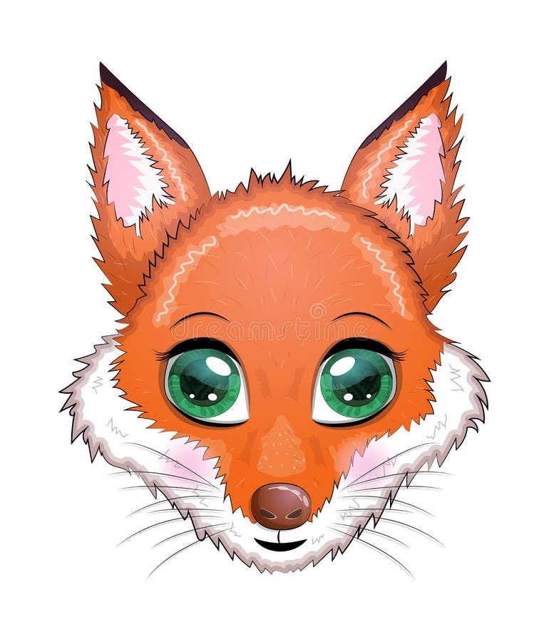 Cute Red Fox Muzzle on a White Background Stock Vector - Illustration ...