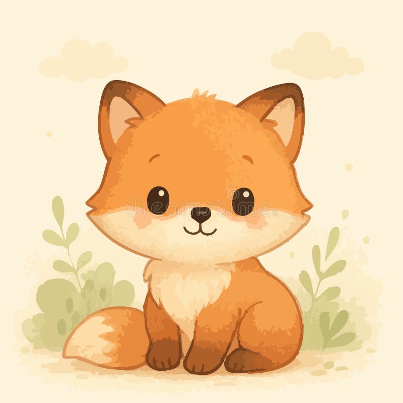 Cute Red Fox Print Design in Vector Stock Vector - Illustration of cute ...