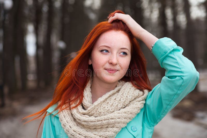 Red Haired Girl In Park Stock Image Image Of Adult Female 52001919