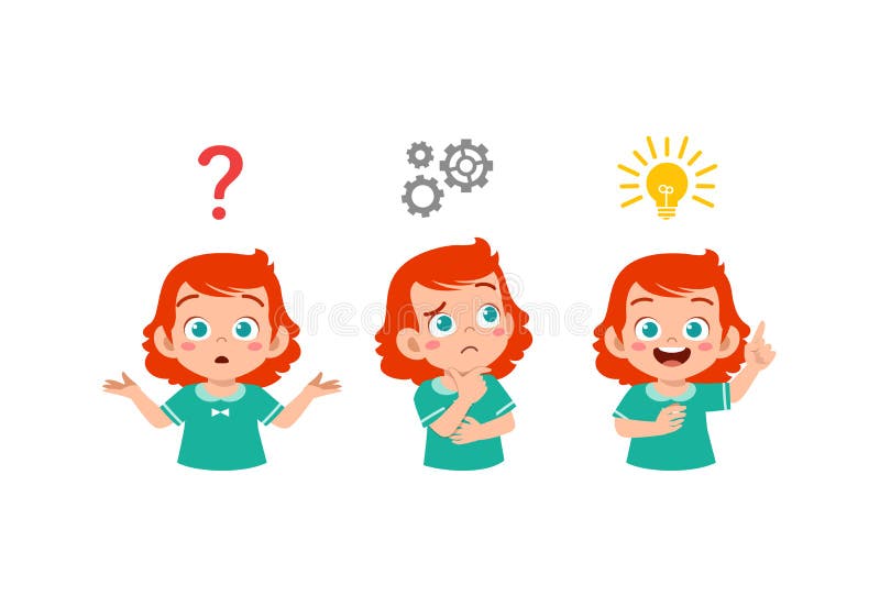 Cute Red Head Kid Thinking and Search Idea Stock Vector - Illustration ...