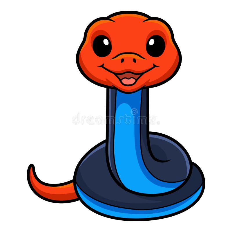 Cute Red Headed Krait Snake Cartoon Stock Vector - Illustration of ...