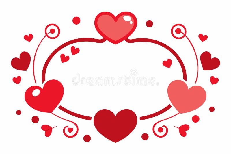 Cute Red Heart Border Design for Graphic Projects Stock Vector ...