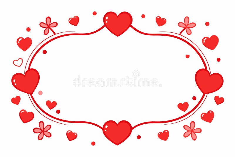 Cute Red Heart Border Design for Graphic Projects Stock Illustration ...