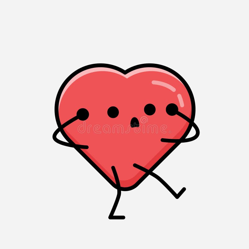 Cute Red Heart Mascot Vector Character in Flat Design Style Stock ...