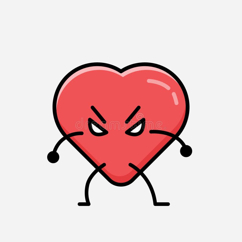 Cute Red Heart Mascot Vector Character in Flat Design Style Stock ...