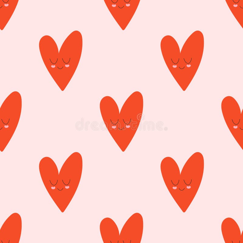 Cute Red Heart Seamless Pattern Stock Vector - Illustration of frame ...
