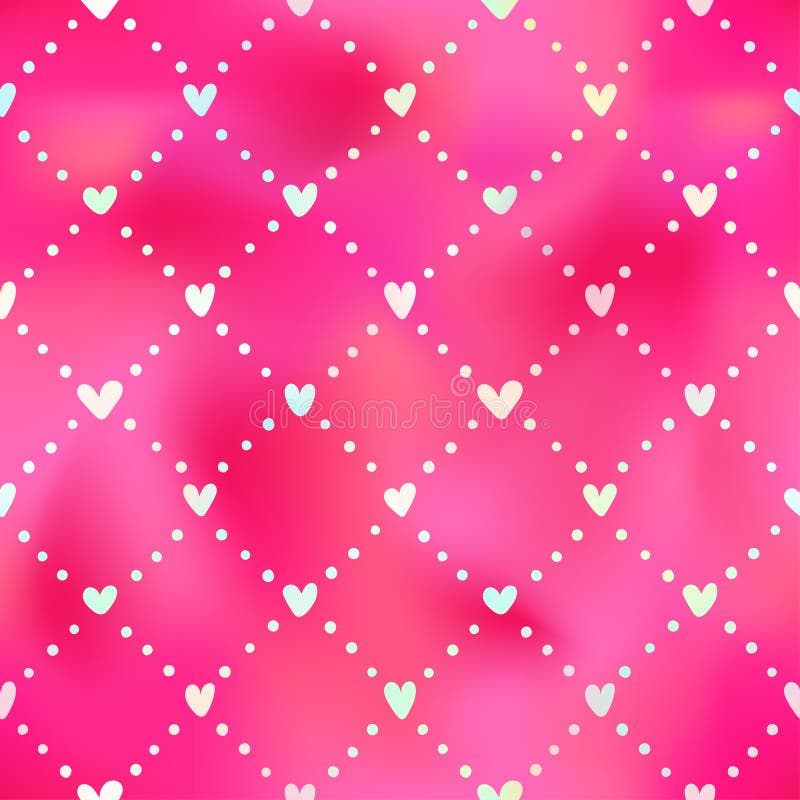 Cute Red Heart Seamless Pattern. Vector Hand Drawn Love Hearts and ...