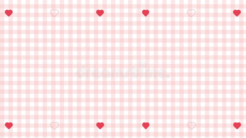 Cute Red Heart Shape on Red Gingham, Plaid, Checkered Pattern ...